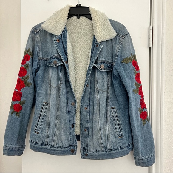Tribal Jeans | Jackets & Coats | Jean Jacket Rose Embroidery | Poshmark